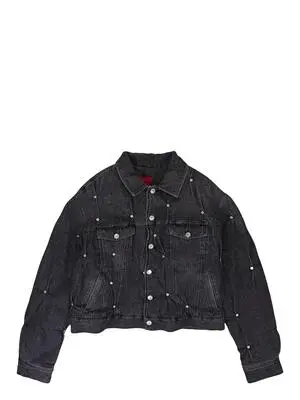 KUSIKOHC Padded Multi Rivet Denim Jacket - Black