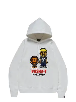A BATHING APE X Pusha-t Baby Milo Pullover Hoodie - White