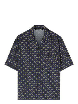 Palm Angels Printed Bowling Shirt - Blue