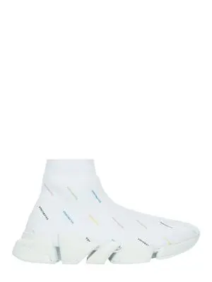 Balenciaga Speed 2.0 All Over Logo Sneakers - White