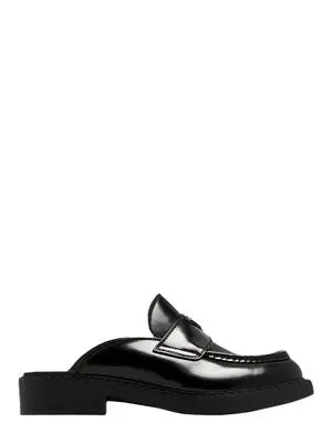 Prada Brushed Leather Mule - Black