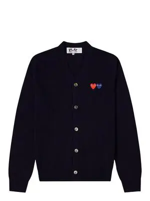 Play Comme Des Garcon Cardigan With Applique - Blue