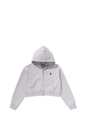 A BATHING APE Solid Camo Jacquard Cropped Zip Hoodie - Grey