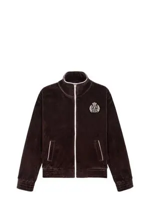 SPORTY & RICH Ny Crest Velour Track Jacket - Brown