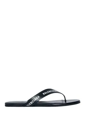 Balenciaga Logo Flip Flop Slides - Black