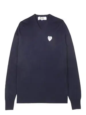 Play Comme Des Garcon Heart V-neck Sweater - Blue