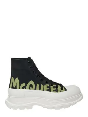 Alexander McQueen Tread Slick Graffiti Logo Boots - Black