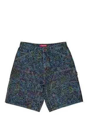 Supreme Handwriting Double Knee Denim Short - Blue