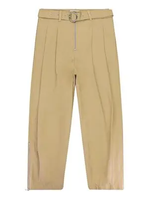 JIL SANDER Belted Pleated Trousers - Tan