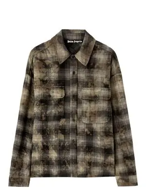 Palm Angels Curved Logo Check Shirt - Grey