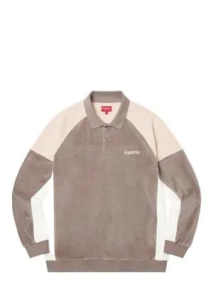 Supreme Paneled Velour Long-sleeve Polo - Brown