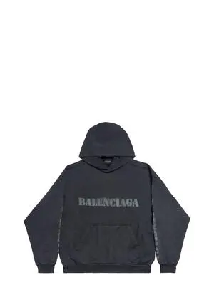 Balenciaga Stencil Molleton Archetype Faded Hoodie - Black
