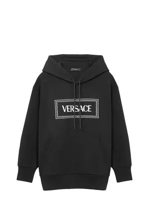 Versace Embroidered Logo Hoodie - Black