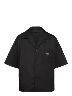 Prada Re-nylon Cropped Bowling Shirt - Black
