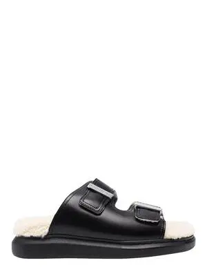 Alexander McQueen Oversized Hybrid Shearling Slides - Black