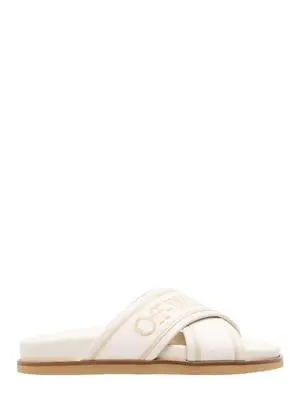 Off-White Criss Cross Sliders - Cream