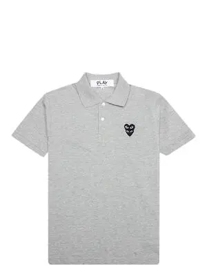 Play Comme Des Garcon Stacked Heart Polo Shirt - Grey