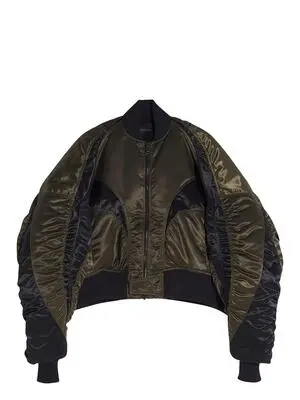 MUGLER Satin Bomber Jacket - Black