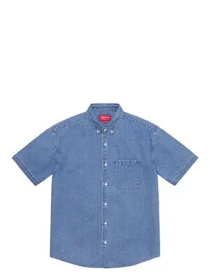 Supreme Embossed Denim Short-sleeve Shirt - Blue