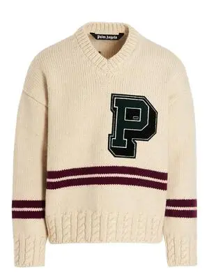 Palm Angels College V-neck Sweater - Purple
