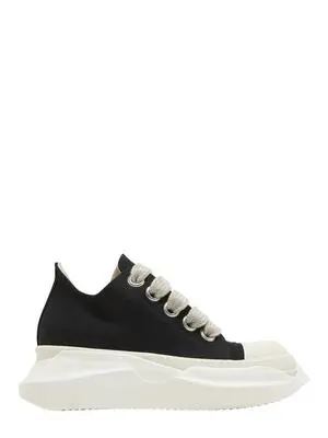 Rick Owens Fogachine Cotton Denim Megalace Abstract Low Sneakers - Black
