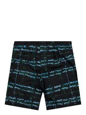 Marni Crossroads Print Poplin Bermuda Pants - Black