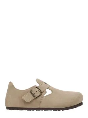 BIRKENSTOCK London Shearling Suede Leather Clog Cream