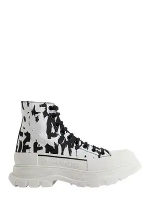 Alexander McQueen Tread Slick Graffiti Logo Boot - White