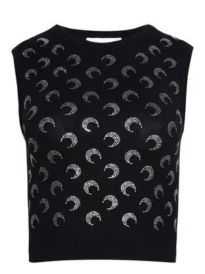 MARINE SERRE Moon Strass Knit Vest - Black
