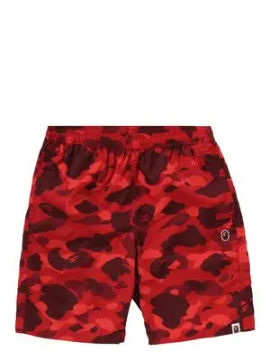 A BATHING APE Ape Head Beach Shorts - Red
