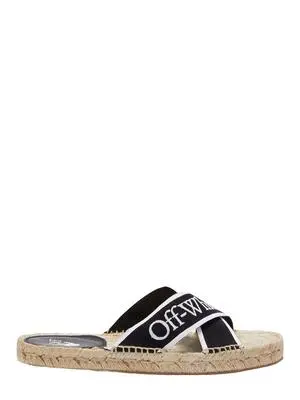 Off-White Bookish Criss-cross Espadrille Sliders - Black
