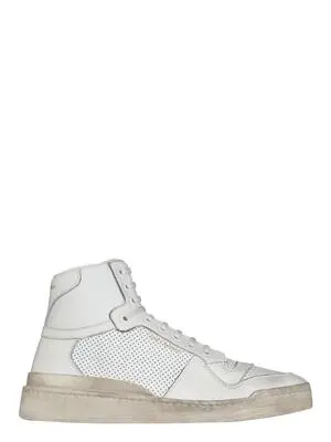 Saint Laurent Sl-24 Mid 'distressed Optic' Sneakers - White