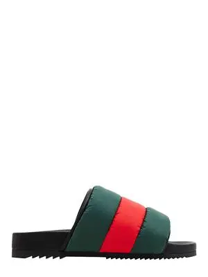 Gucci Padded Web Slide Sandal - Green