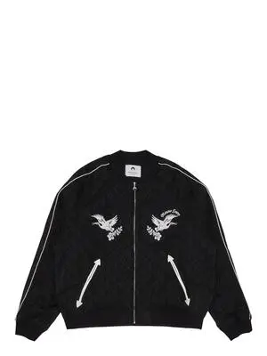 MARINE SERRE Jacquard Viscose Bomber Jacket - Black