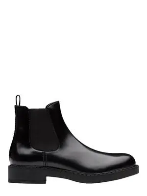 Prada Brushed Calf Leather Chelsea Boots - Black