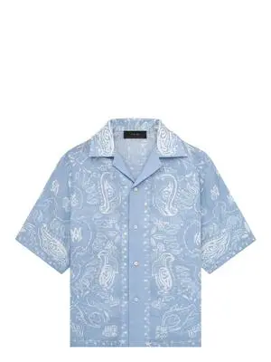 Amiri Bandana Watercolor Camp Shirt - Blue