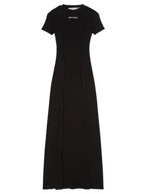 Palm Angels Open Back Logo Rib Dress - Black
