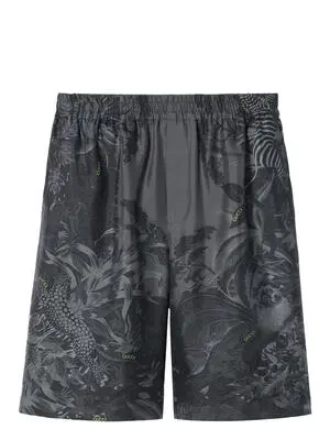 Gucci Flora And Fauna Print Silk Shorts - Black