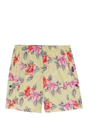 Palm Angels Hibiscus Printed Swim Shorts - Yellow