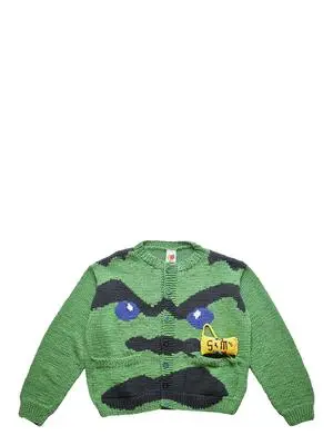 SKY HIGH FARM WORKWEAR Ice Cream Hand Knit Cardigan - Green