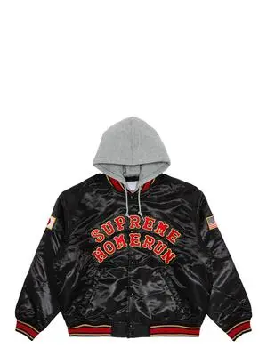 Supreme X Homerun Satin Hooded Varsity Jacket - Black