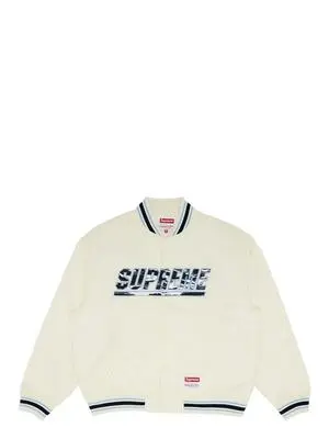 Supreme X Mitchell & Ness Camo Logo Varsity Jacket - White