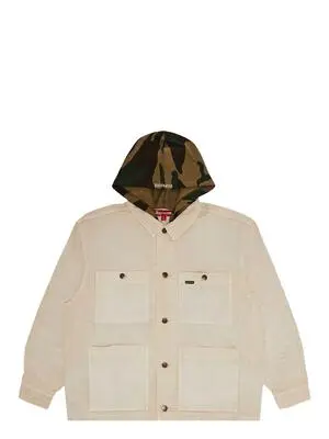 Supreme Worn Hooded Chore Coat - Cream