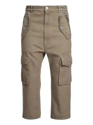 Balmain Loose Fit Cropped Cargo Trousers - Brown