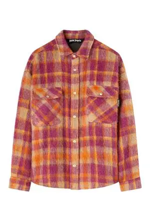 Palm Angels Brushed Wool Check Overshirt - Red