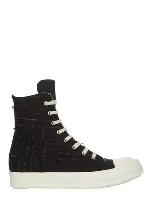 Rick Owens Slashed High-top Sneakers - Black