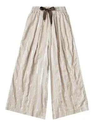 Kapital Linen Glitter Phillies Stripe Rude Baggy Pants - White