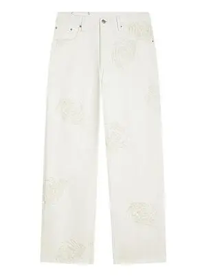 Dries Van Noten Embroidered Pattern Denim Jeans - White