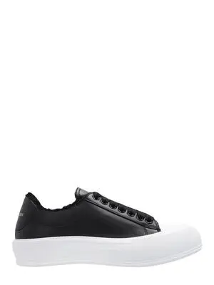 Alexander McQueen Deck Lace-up Plimsoll With Shearling - Black