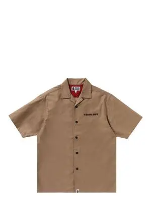 A BATHING APE Dragon Embroidery Open Collar Shirt - Tan